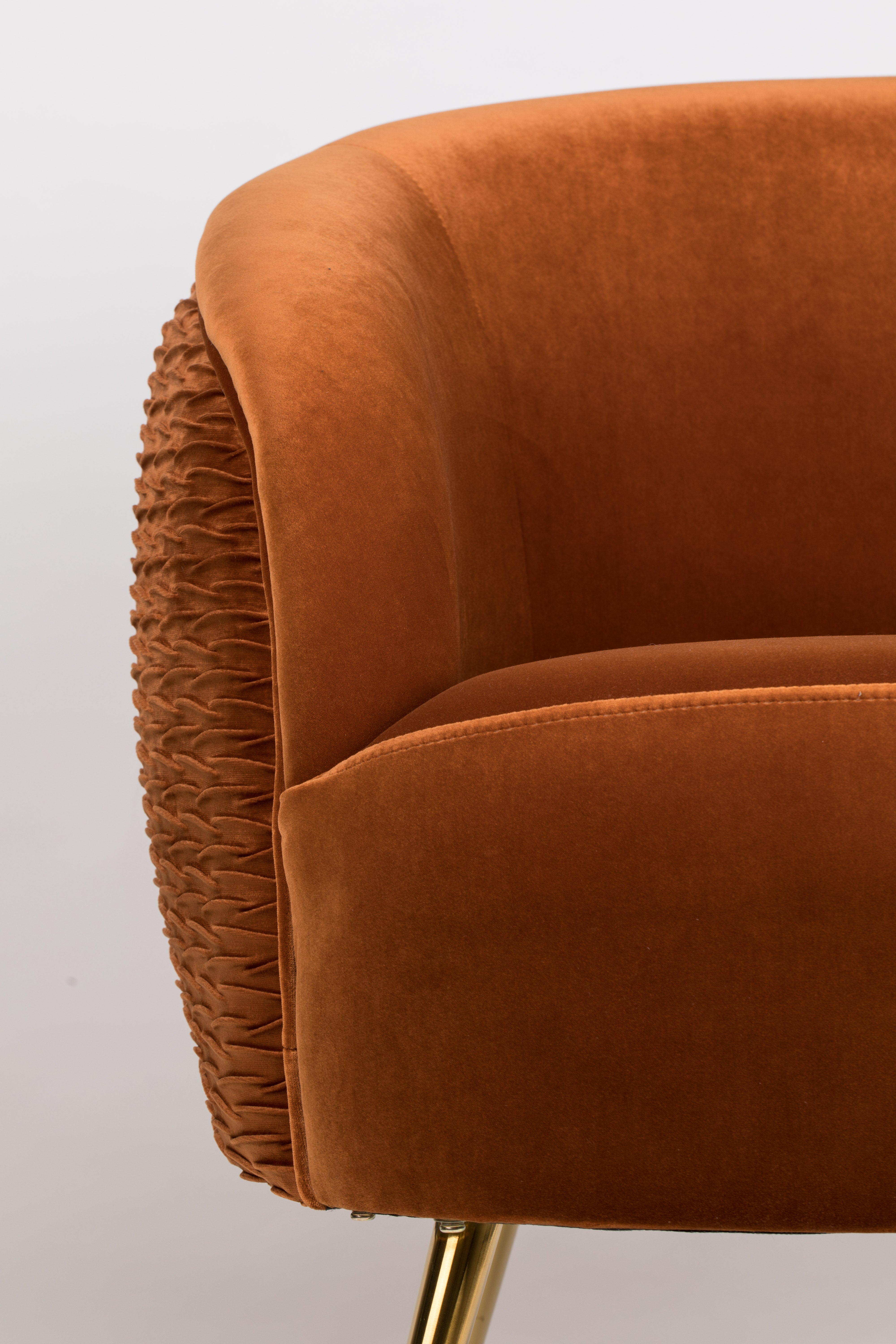 Bold Monkey So Curvy Lounge Orange Velvet Armchair