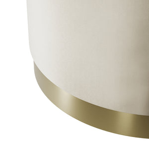Lara Cream Velvet & Brushed Gold Pouffe | Large