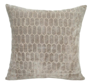 Malini Cut Velvet Honeycombe Taupe Square Cushion 56x56