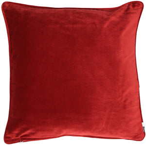 Malini Luxe Velvet Piped Red Square Cushion | Medium