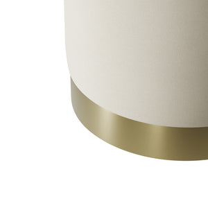 Lara Cream Velvet & Brushed Gold Pouffe | Small