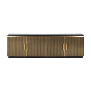 Richmond Interiors Ironville Black Marble & Gold Ribbed TV Unit | 4 Do